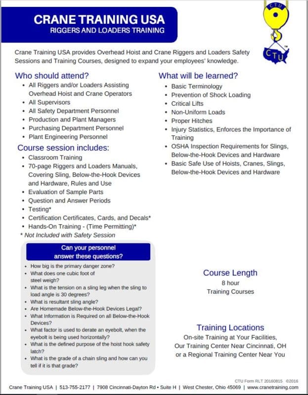 Riggers & Loaders Training - CraneTraining.com