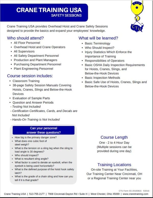 Safety Sessions - CraneTraining.com